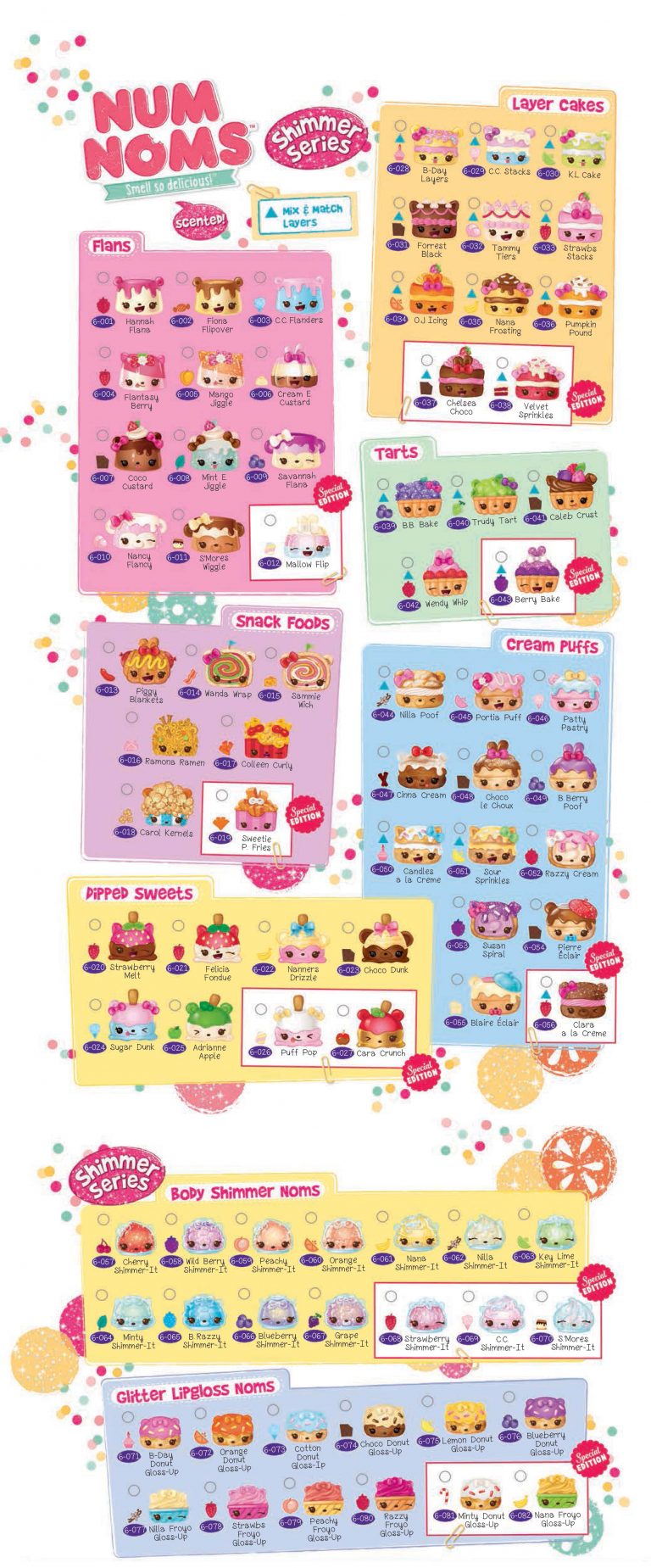 Num Noms Shimmer Series 1 Collector Guide Checklist List – Kids Time