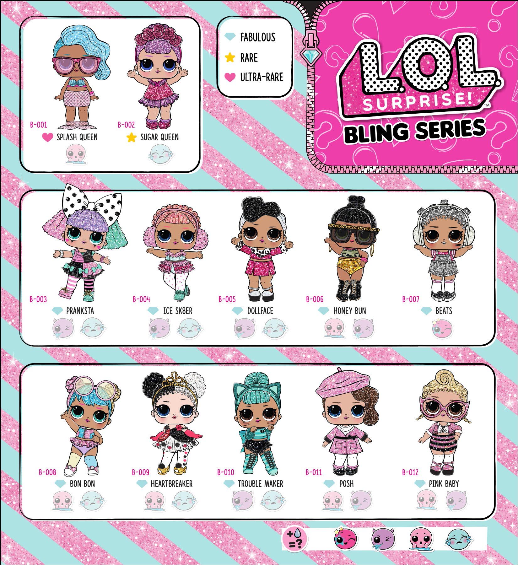 LOL Surprise Glitter Bling Series Collector Guide List Checklist Insert LOL Surprise Glitter Bling Series Collector Guide List Checklist Insert